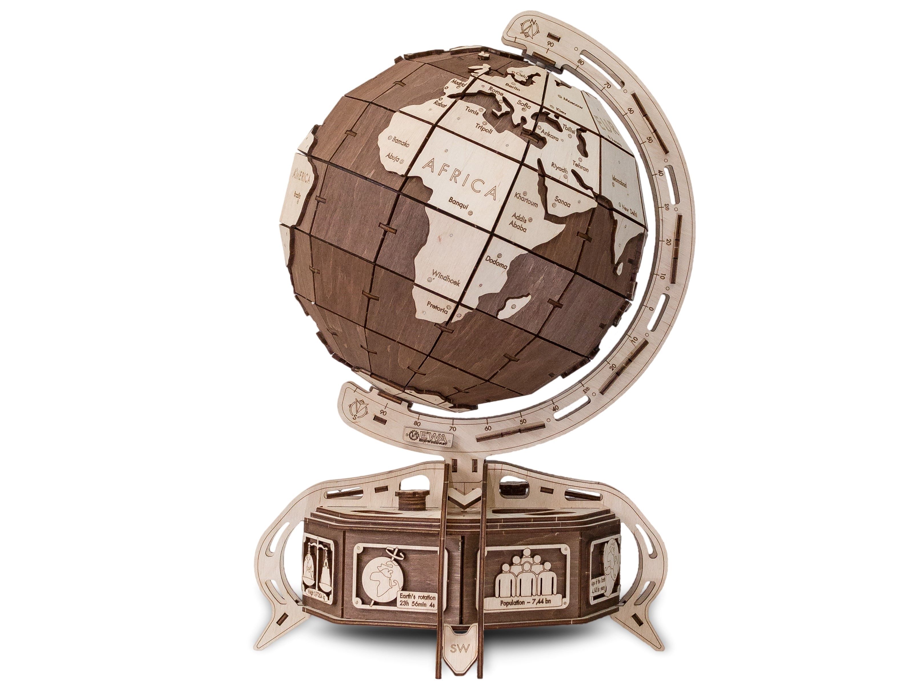 פאזל תלת מימדי מכני מעץ EWA Eco-Wood-Art THE GLOBE (brown)