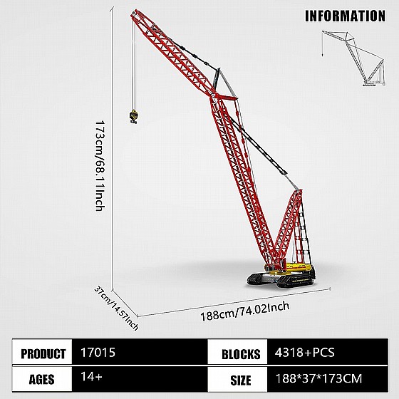 פמילי טוייס | דגם הרכבה MOULD KING 17015 Crawler Crane Liebherr LR13000 ...