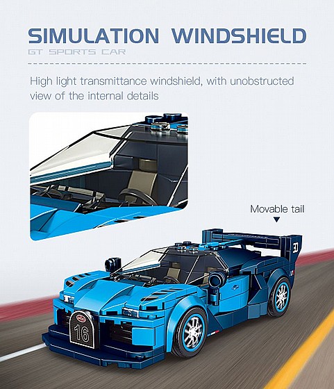 דגם הרכבה בוגאטי ויז`ן Mould King 27001 Vision GT תואם לגו.